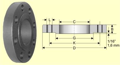 Flange Sobreposto Plano 150 lbs em aço e ligas norma ANSI B16.5 ...